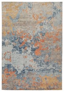 signature design by ashley wraylen 5 x 7 low pile boho abstract rug, orange & blue