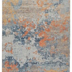 Signature Design by Ashley Wraylen 5 x 7 Low Pile Boho Abstract Rug, Orange & Blue