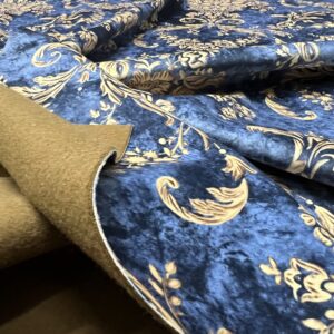 Decora Furnishings Damask Design Digitally Printed Velvet Finish Fabric for Upholstery, Chairs, Cushions, Window Treatments Crafts Rennaisance Rococo Victorian Style 54" Width By the Yard (Royal Blue)