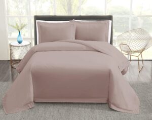 vince camuto - 400 tc full/queen 3 piece duvet and sham set - percale cotton collection - blush