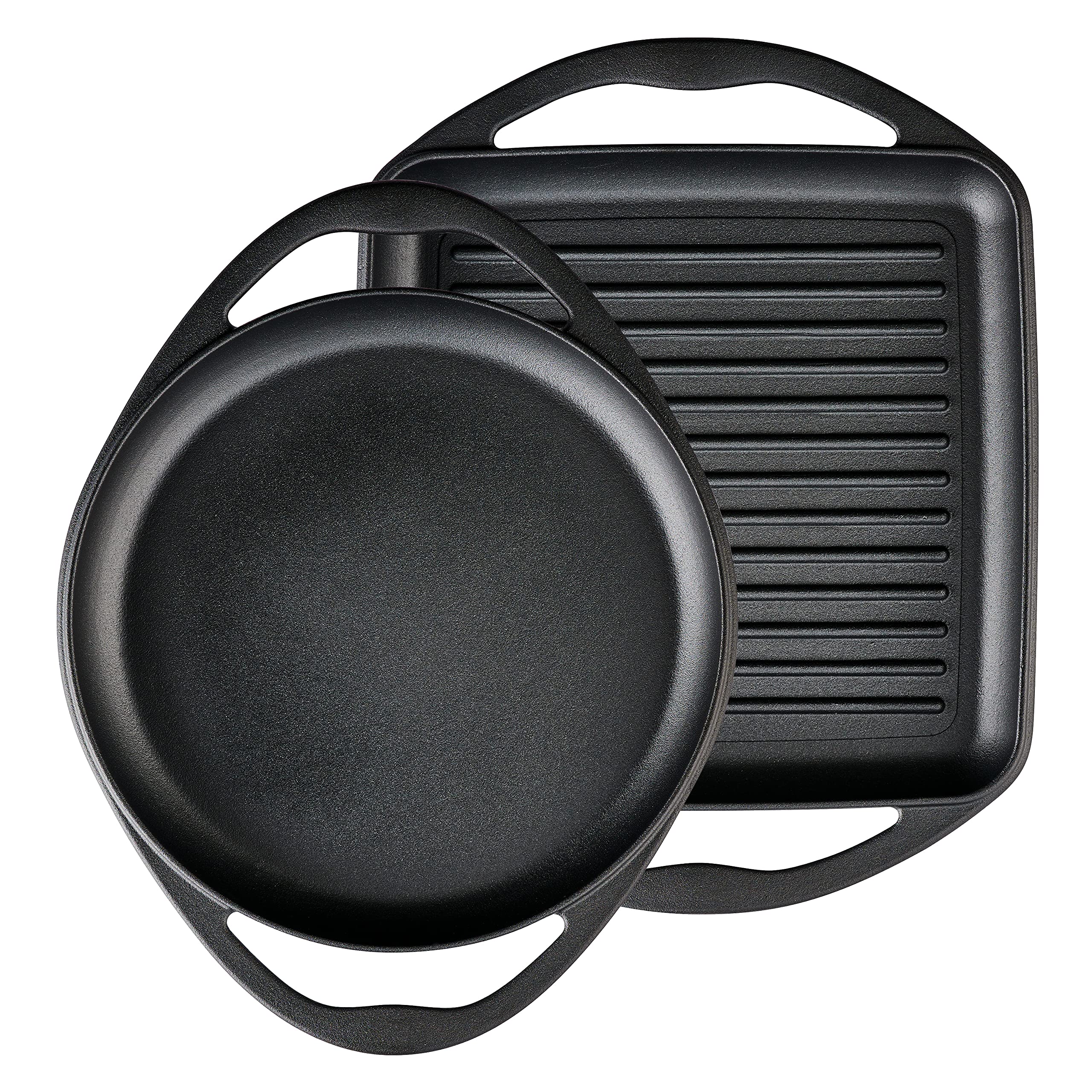 Tramontina Pre-Seasoned Grill and Griddle Set Cast Iron 2 Pack, 80131/042DS