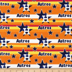 mlb broadcloth houston astros stars orange, quilting fabric by the yard