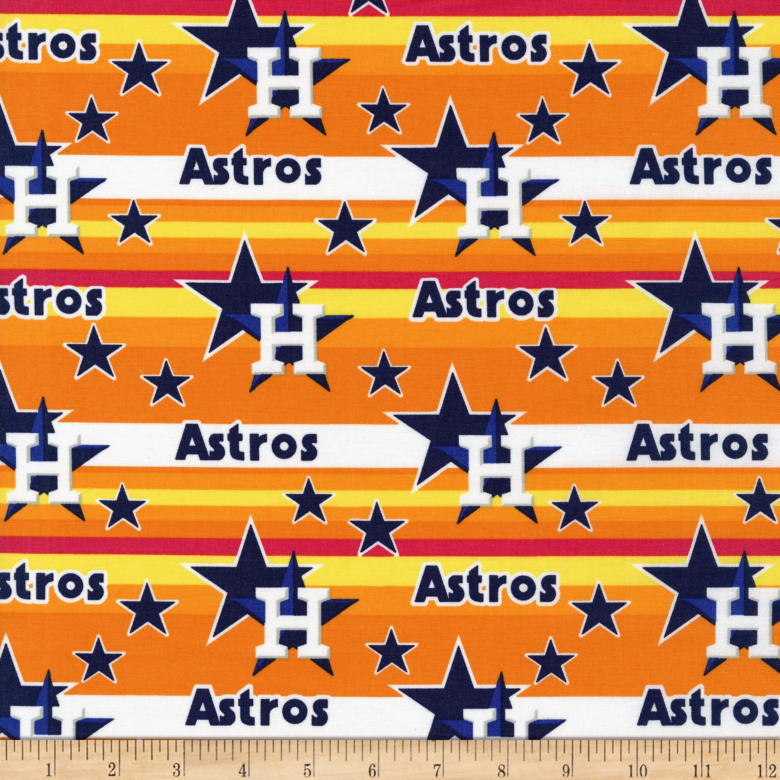 MLB Broadcloth Houston Astros Stars Orange, Quilting Fabric by the Yard