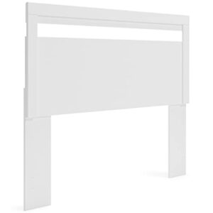 signature design by ashley flannia modern panel headboard only, queen, white