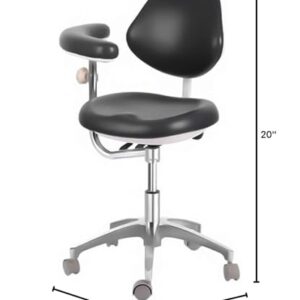 Dental Adjustable Doctor's Stool Assistant Chair+360 Degree Rotation Armrest PU Black #14