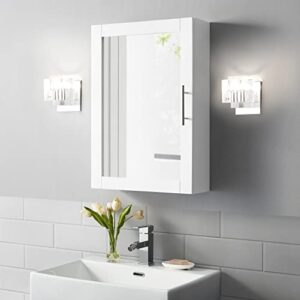 Crosley Furniture Savannah Wall Mounted Bathroom Mirror and Medicine Cabinet, White