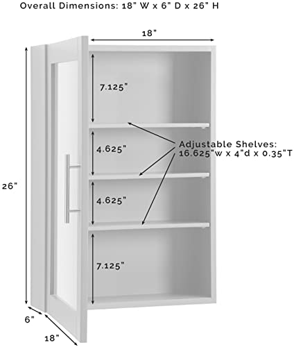 Crosley Furniture Savannah Wall Mounted Bathroom Mirror and Medicine Cabinet, White