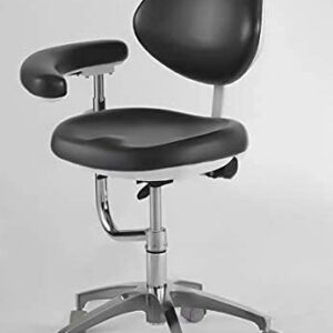 Dental Adjustable Doctor's Stool Assistant Chair+360 Degree Rotation Armrest PU Black #14