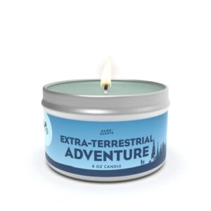 park scents et extra-terrestrial adventure candle soy, handmade in the usa accurate smell like the scent of the forest queue at e.t. ride universal studios orlando e.t. merchandise (8 oz. tin)