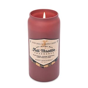 Manly Indulgence Full Throttle Scented Jar Candle for Men, Adventure Collection, Red, 15 oz - Up to 60 Hours Burn, Soy Blend Wax, USA Poured