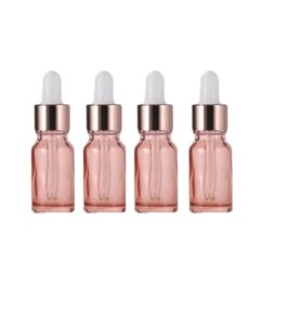 lokusel 4 pack glass dropper bottles,10ml/15ml/30ml/50ml/100ml essential oil bottles dropping bottles with rose gold lids perfume empty travel sample vials essence liquid cosmetic containers(15ml)