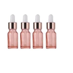 Lokusel 4 Pack Glass Dropper Bottles,10ml/15ml/30ml/50ml/100ml Essential Oil Bottles Dropping Bottles With Rose gold Lids Perfume Empty Travel Sample Vials Essence Liquid Cosmetic Containers(15ml)