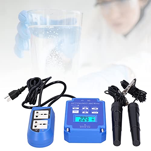 PH‑803W 2 in1 ORP Controller Continuous Monitor Meter Control Water Quality Tester -1999~1999mV 0.00~14.00PH Acidity Alkalinity Controller Water Quality Monitoring Tool(US