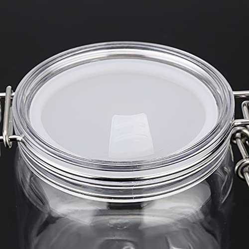 2 Pcs 10 Oz/300ml PET Plastic Storage Jars with Airtight Hinged Lids,Durable Clear Wide Mouth canning Jars for Food Storage Oats Canning Cereal Pasta Sugar Coffee Nuts Spices