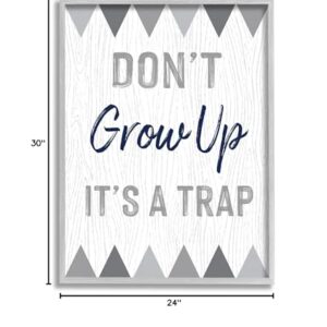 Stupell Industries Growing Up is A Trap Phrase Rustic Triangles, Designed by Ashley Calhoun Gray Framed Wall Art, 24 x 30, Grey