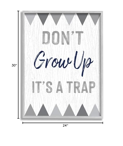 Stupell Industries Growing Up is A Trap Phrase Rustic Triangles, Designed by Ashley Calhoun Gray Framed Wall Art, 24 x 30, Grey