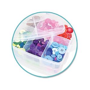 CraftMedley 3 Layer Stack and Carry Box, Plastic Multipurpose Portable Storage Container Tote with Handle - Organize Crafts, Beads, Buttons, Sewing - 6 x 6 x 5 Inches