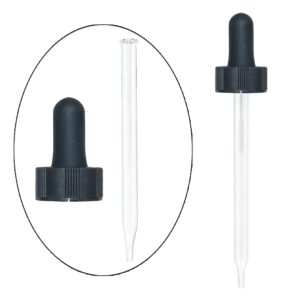 (Pack of 24) 4 oz. Clear Boston Round with Black Glass Dropper