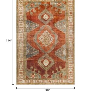 Livabliss Leupp29447 Washable Medallion Area Rug, 7'6" x 9'6", Red/Orange