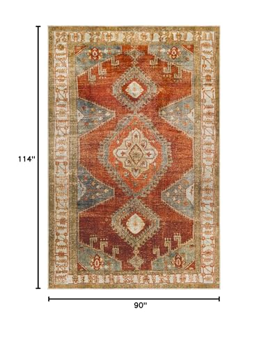 Livabliss Leupp29447 Washable Medallion Area Rug, 7'6" x 9'6", Red/Orange