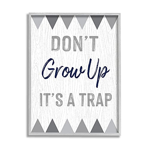 Stupell Industries Growing Up is A Trap Phrase Rustic Triangles, Designed by Ashley Calhoun Gray Framed Wall Art, 24 x 30, Grey