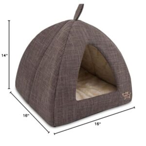 Pet Tent-Soft Bed for Dog and Cat by Best Pet Supplies - Brown Linen, 16" x 16" x H:14"