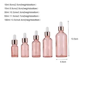 Lokusel 4 Pack Glass Dropper Bottles,10ml/15ml/30ml/50ml/100ml Essential Oil Bottles Dropping Bottles With Rose gold Lids Perfume Empty Travel Sample Vials Essence Liquid Cosmetic Containers(15ml)