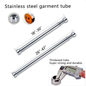 AUSGLEIFEN 18 to 30 inches Adjustable closet Rod, Wall mounted hanging Rod for closet, Premium 304 Stainless Steel closet Pole closet Bar with socket set for Wardrobes,small