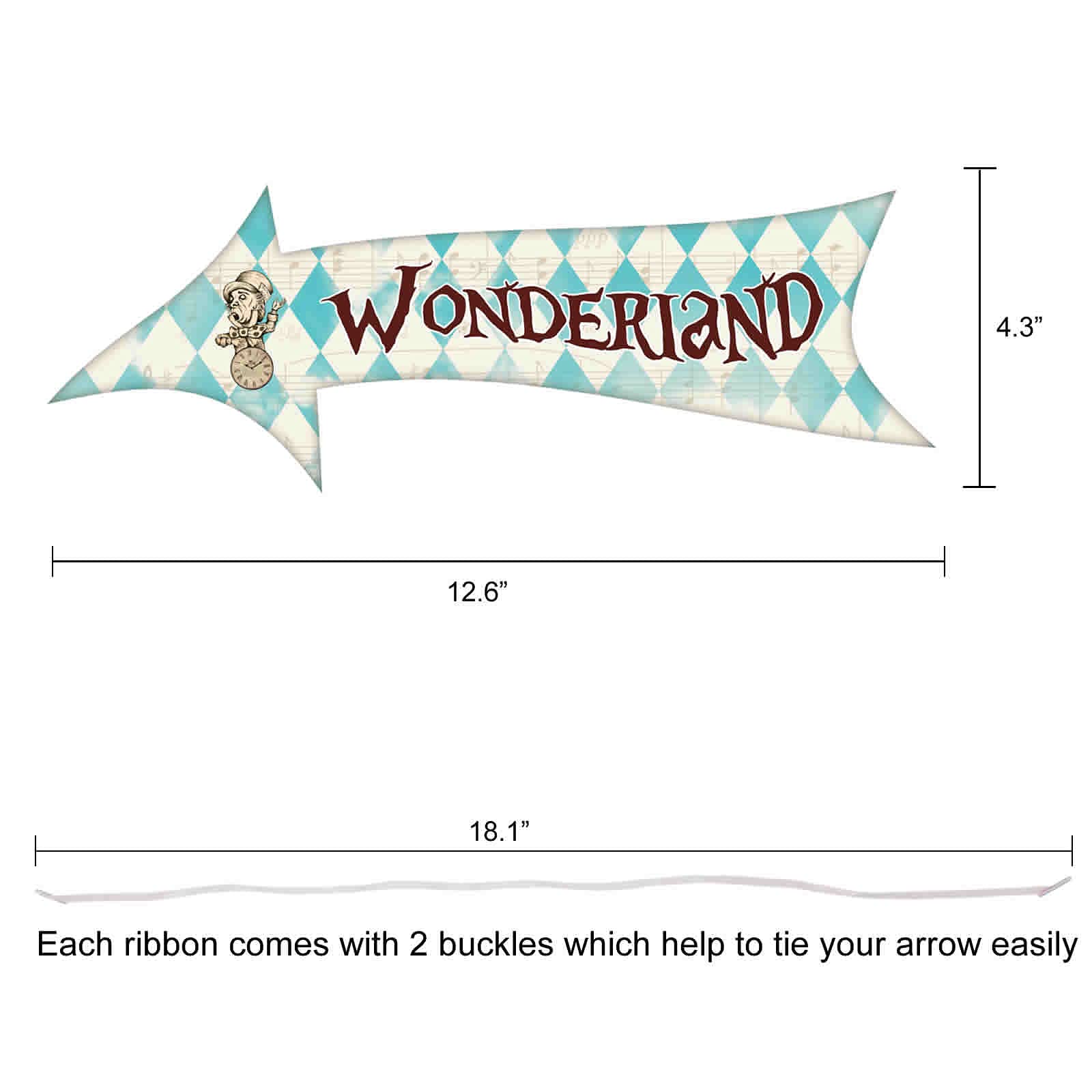 Alice in Wonderland Party Decorations, Mad Hatter Tea Party Supplies, Arrow Hanging Signs Pack of 10(Double-Sided Design)