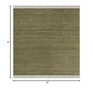 SAFAVIEH Natural Fiber Collection 4' Square Green NF368G Handmade Boho Fringe Woven Premium Jute Living Room Dining Bedroom Area Rug