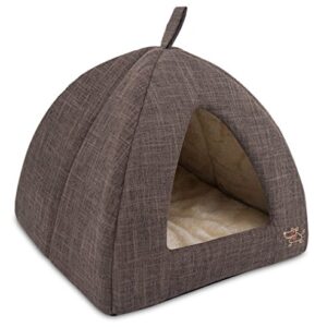 Pet Tent-Soft Bed for Dog and Cat by Best Pet Supplies - Brown Linen, 16" x 16" x H:14"