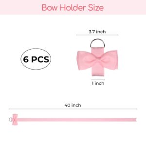 DEEKA 6 PCS 40" Long Bow Holders for Girls Clip Hair Bows Organizer - Pink