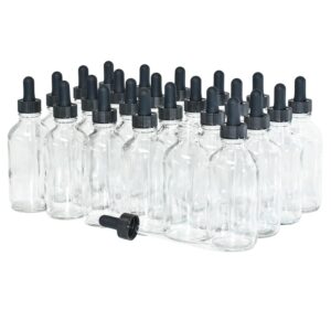 (pack of 24) 4 oz. clear boston round with black glass dropper