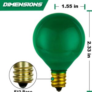 25 Pack G40 Red Light Bulb Green Light Bulb Ceramic Incandescent 5 Watt E12 Base G40 Light Bulbs Replacement for String Lights Colored Bulb Candelabra Based Red Bulb Green Bulb Christmas Bulb