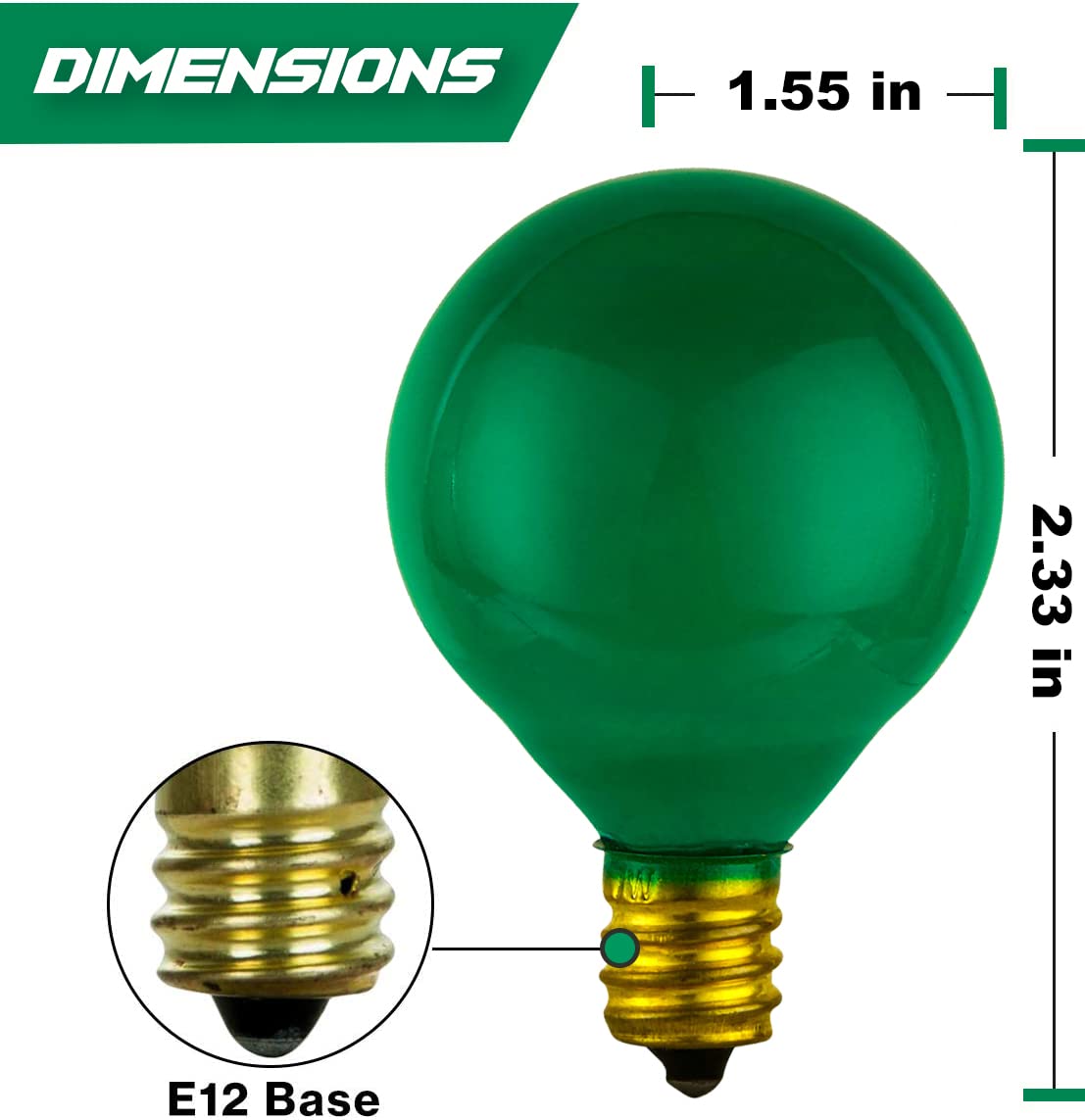 25 Pack G40 Red Light Bulb Green Light Bulb Ceramic Incandescent 5 Watt E12 Base G40 Light Bulbs Replacement for String Lights Colored Bulb Candelabra Based Red Bulb Green Bulb Christmas Bulb