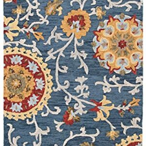 SAFAVIEH Blossom Collection 5' x 8' Navy/Multi BLM401N Handmade Floral Premium Wool Living Room Dining Bedroom Area Rug