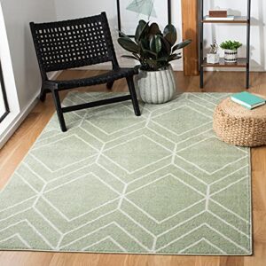 safavieh adirondack collection 6' square sage/ivory adr241y modern geometric non-shedding living room dining bedroom area rug