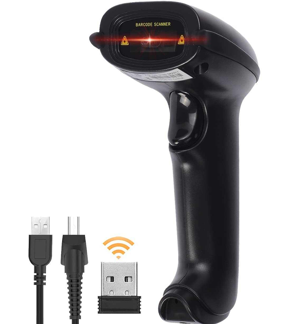 Barcode Scanner Wireless QR Code Scanner Support Screen 1D 2D Scan,ADXZZ Handheld Wired Rechargeable Portable Long Range Transmission Bar code Scanners Cordless Barcode Reader for Mobile Payment Store