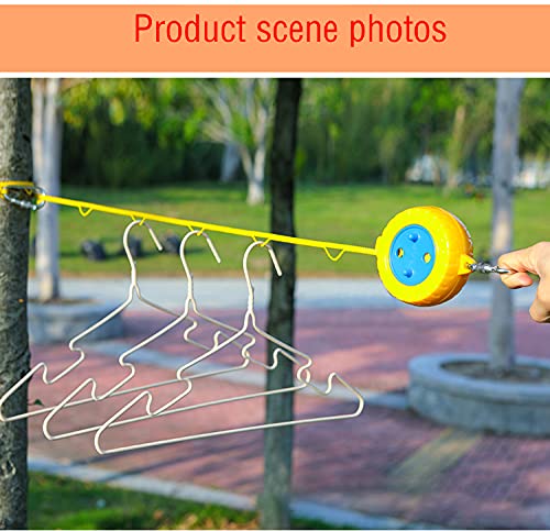 YRLPHRD Retractable Clothesline Outdoor Adjustable 26ft Portable Laundry Drying Rope Short Cord Retracting Clothes Line for Hotel Travel Camping Indoor Backyard, 3.5 In long and 1.5 In thick, YELLOW