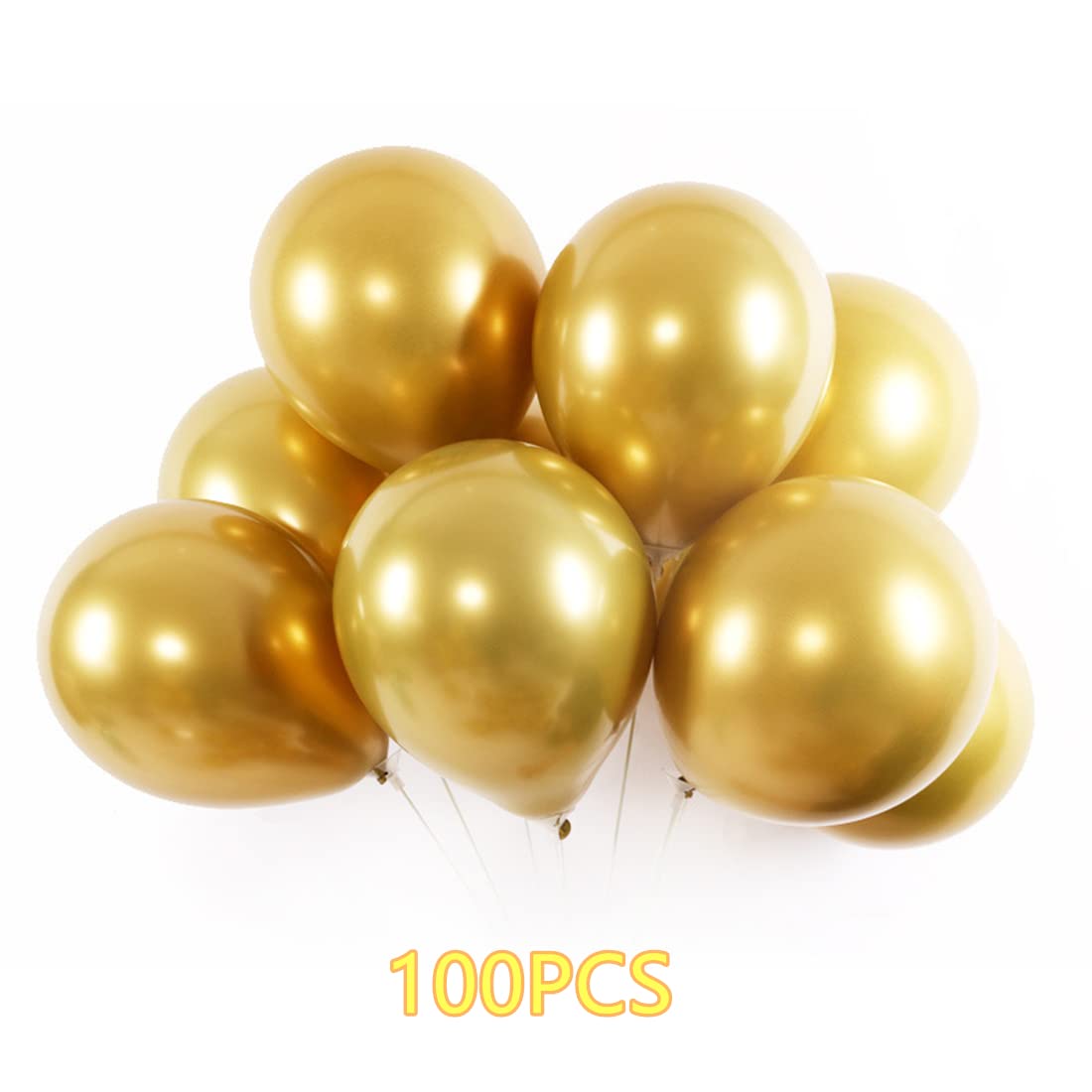 Gold Metallic Balloons 100pcs 12 Inch Helium Balloons for Birthday Graduation Baby Shower Wedding Anniversary Party Decorations