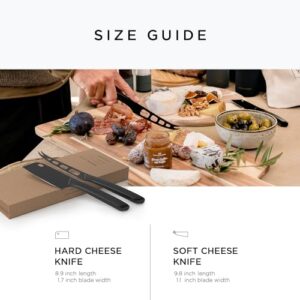 LARS NYSØM Cheese Knife Set Edge 2 pcs. I Cheese Knife Set Made of Stainless Steel I Cheese-Board with Cheese Hatchet I Premium Gift Box I Perfect as Christmas Gift (Carbon Black)