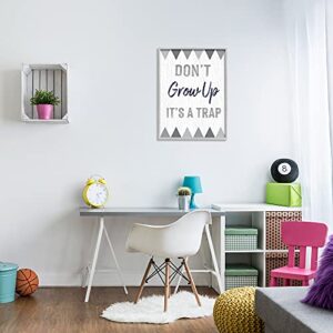 Stupell Industries Growing Up is A Trap Phrase Rustic Triangles, Designed by Ashley Calhoun Gray Framed Wall Art, 24 x 30, Grey