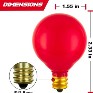 25 Pack G40 Red Light Bulb Green Light Bulb Ceramic Incandescent 5 Watt E12 Base G40 Light Bulbs Replacement for String Lights Colored Bulb Candelabra Based Red Bulb Green Bulb Christmas Bulb