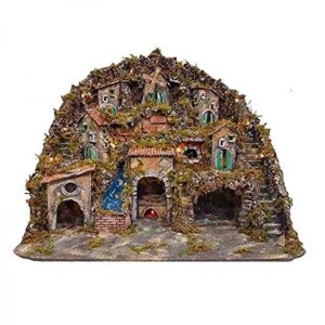 presepe pandorino with cave and case 75x60x60 with lights and waterfall