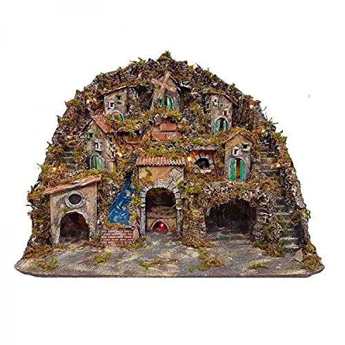 Presepe Pandorino with Cave and Case 75x60x60 with lights and Waterfall