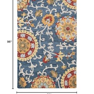 SAFAVIEH Blossom Collection 5' x 8' Navy/Multi BLM401N Handmade Floral Premium Wool Living Room Dining Bedroom Area Rug