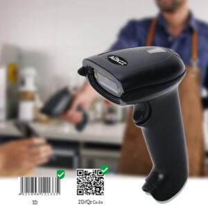 Barcode Scanner Wireless QR Code Scanner Support Screen 1D 2D Scan,ADXZZ Handheld Wired Rechargeable Portable Long Range Transmission Bar code Scanners Cordless Barcode Reader for Mobile Payment Store