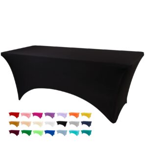 bddc table covers for 4 foot tables, spandex table covers 4ft, black table cloths rectangle 4ft for events, wedding, banquets & parties