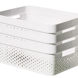 Curver Infinity Dots Set of 3 100% Recycled Medium Storage Baskets 11 Litres - White