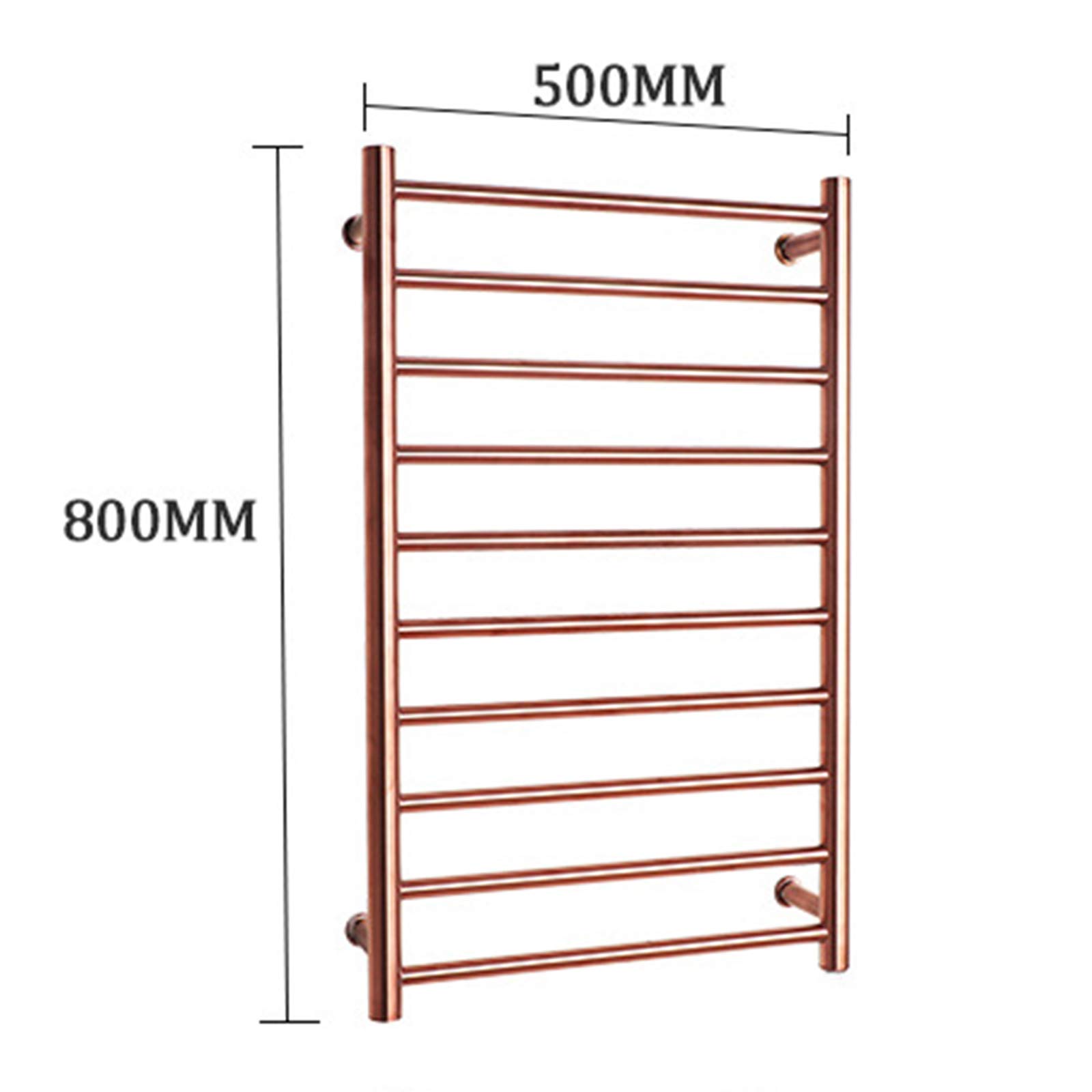 Towel Warmer Drying Rack Rose Gold for Bathroom, Wall Mounted Electric Heated Towel Drying Rack with 10-Bars, Stainless Steel Electric Heated Towel Rail Radiator, Hardwired